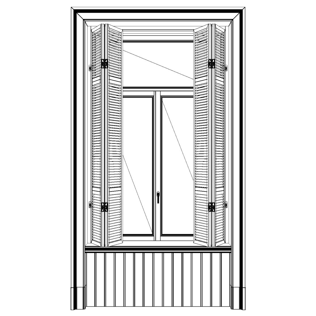 Wooden Window With Shutters 3D Model for Corona | CGMood