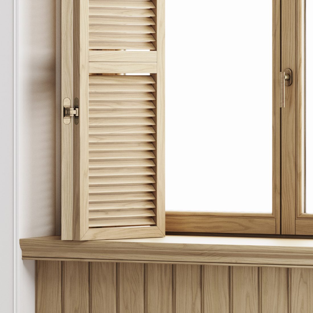 Wooden Window With Shutters 3D Model for Corona | CGMood