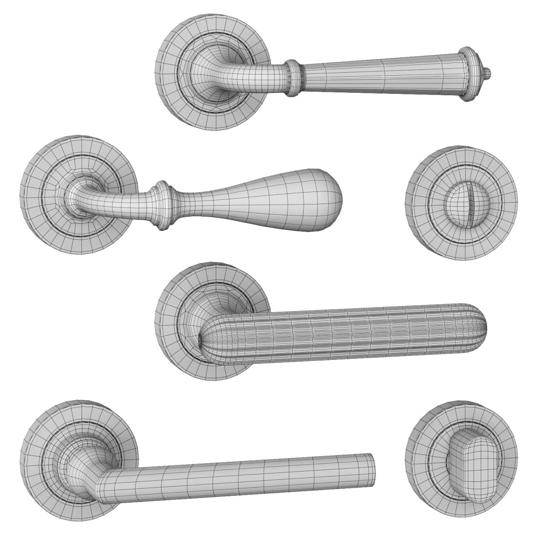 Classic Door Handles Pittella - 3D Model for Corona