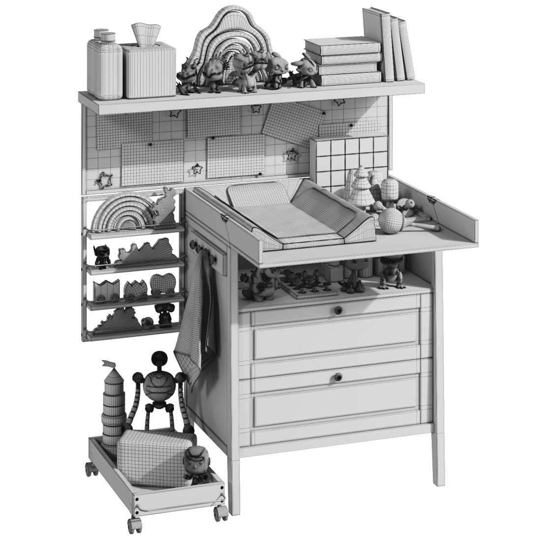 Ikea Sundvik Changing Table With Decor 3D Model for VRay, Corona | CGMood