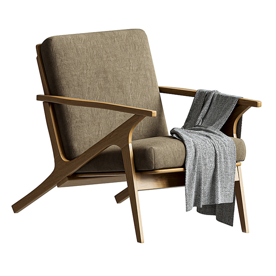 Cavett Wood Frame Chair - 3D Model for Corona