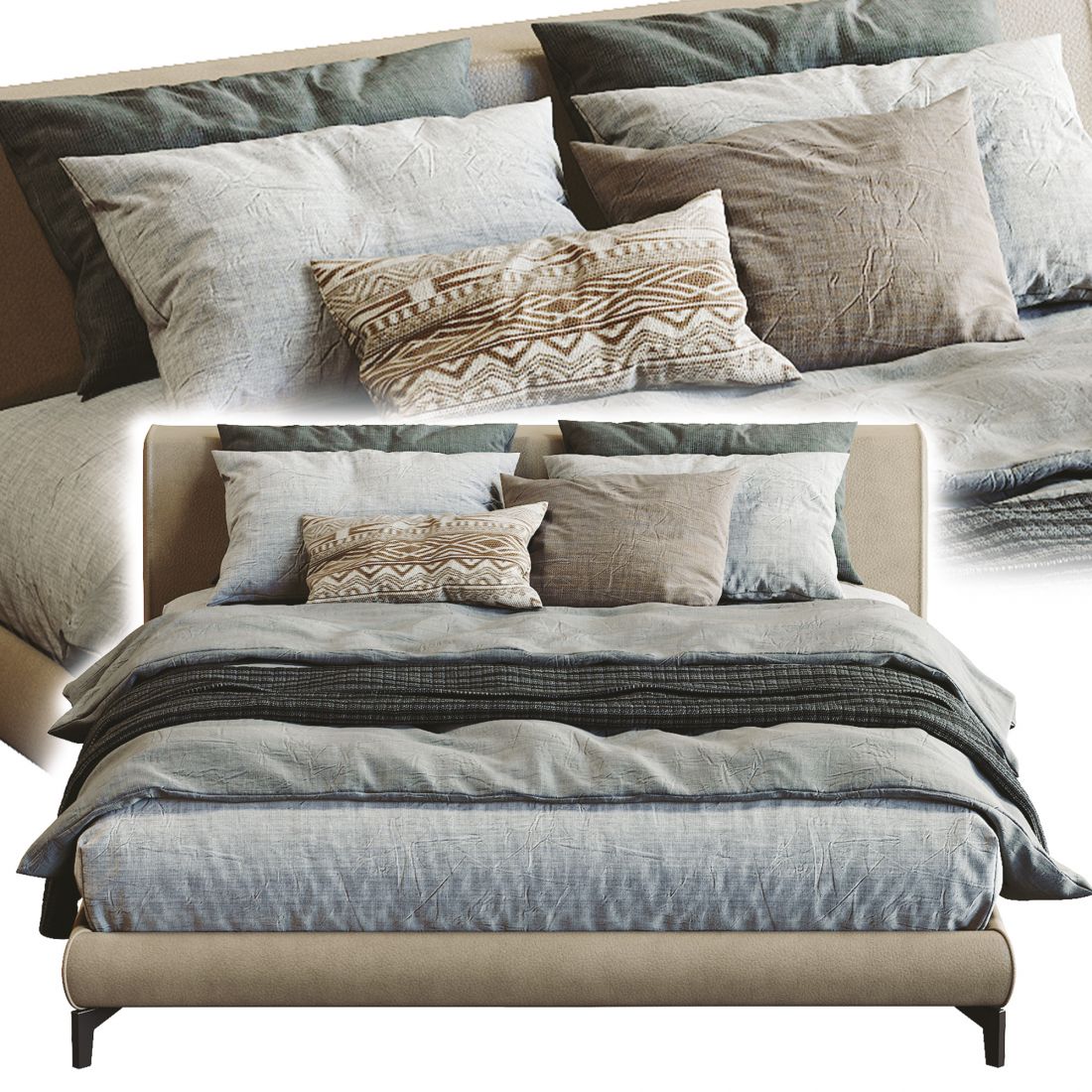 Meridiani Louis Up Bed - 3D Model for Corona