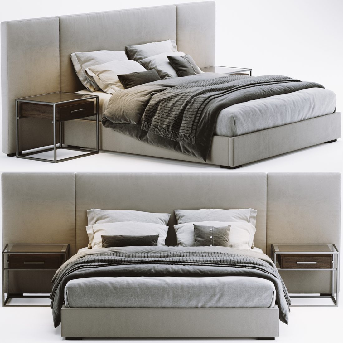 Rh Modena Bed - 3D Model for VRay, Corona