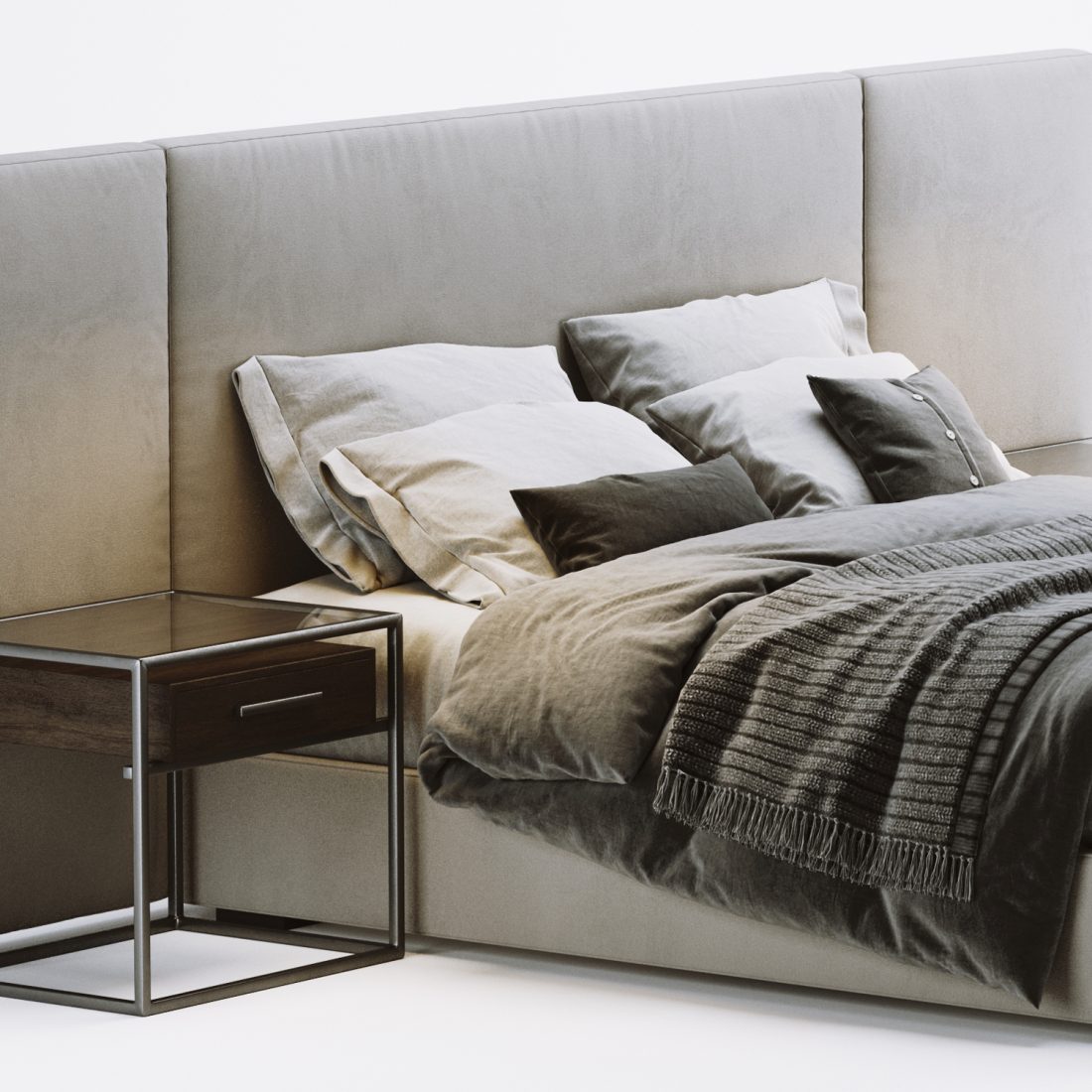 Rh Modena Bed - 3D Model for VRay, Corona