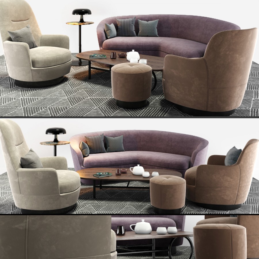 Jacques Sofa And Armchair - 3D Model for VRay, Corona