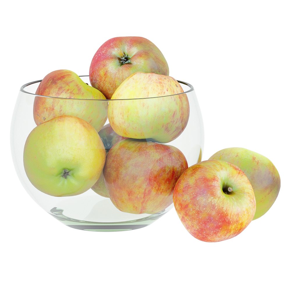 Apples In A Glass Round Vase - 3D Model for VRay