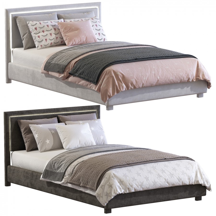 Contemporary Bed Frame 4 Set 97 - 3D Model for VRay, Corona