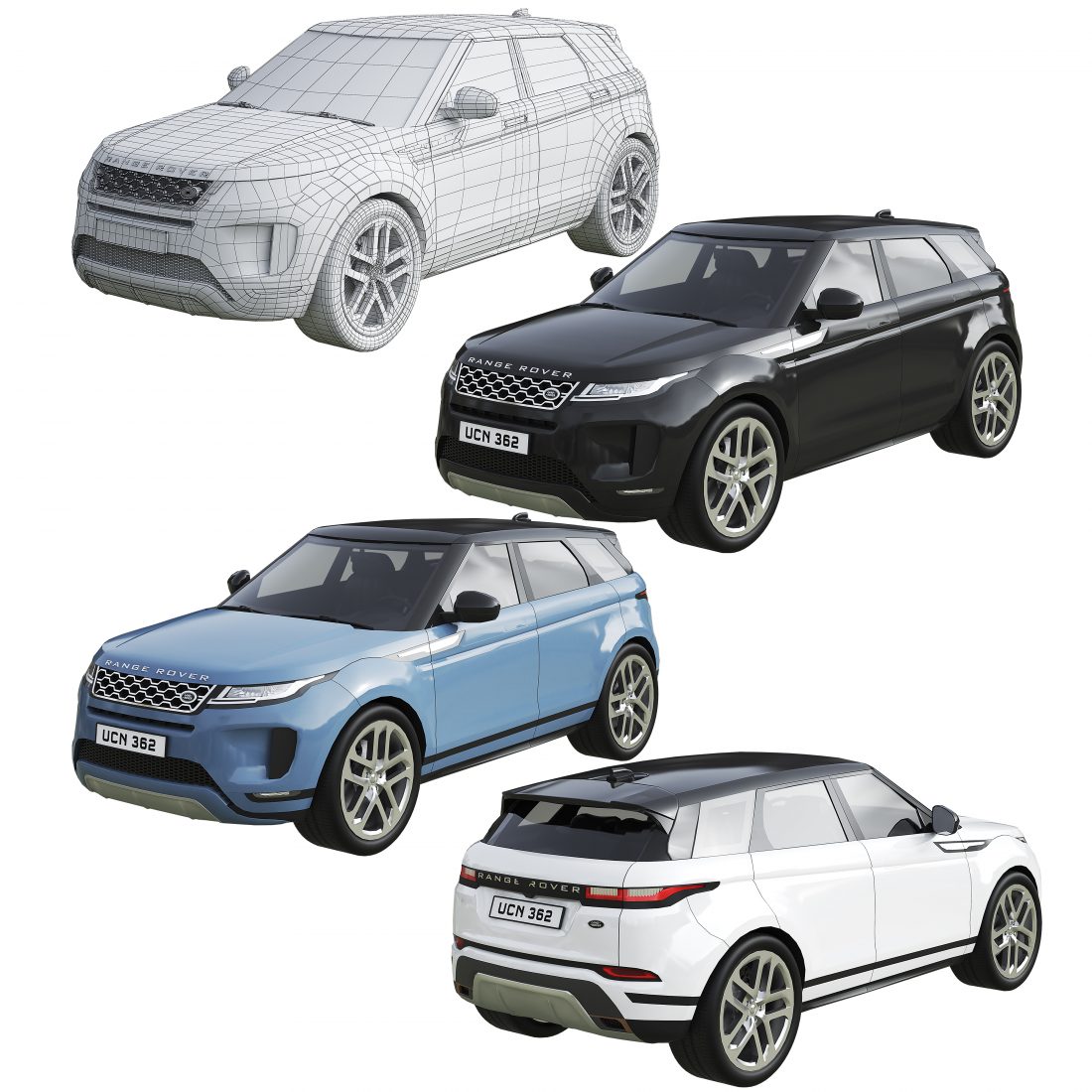 Low Poly Cars Set - 3D Model for VRay, Corona