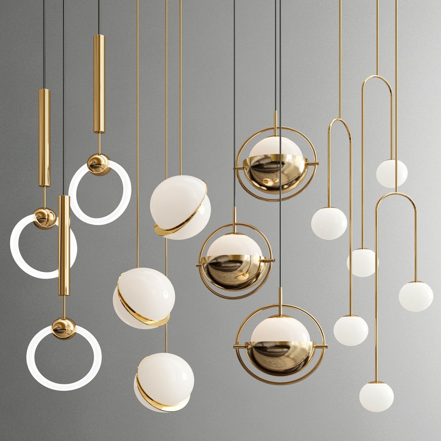 Four Hanging Lights_46 Exclusive - 3D Model for VRay