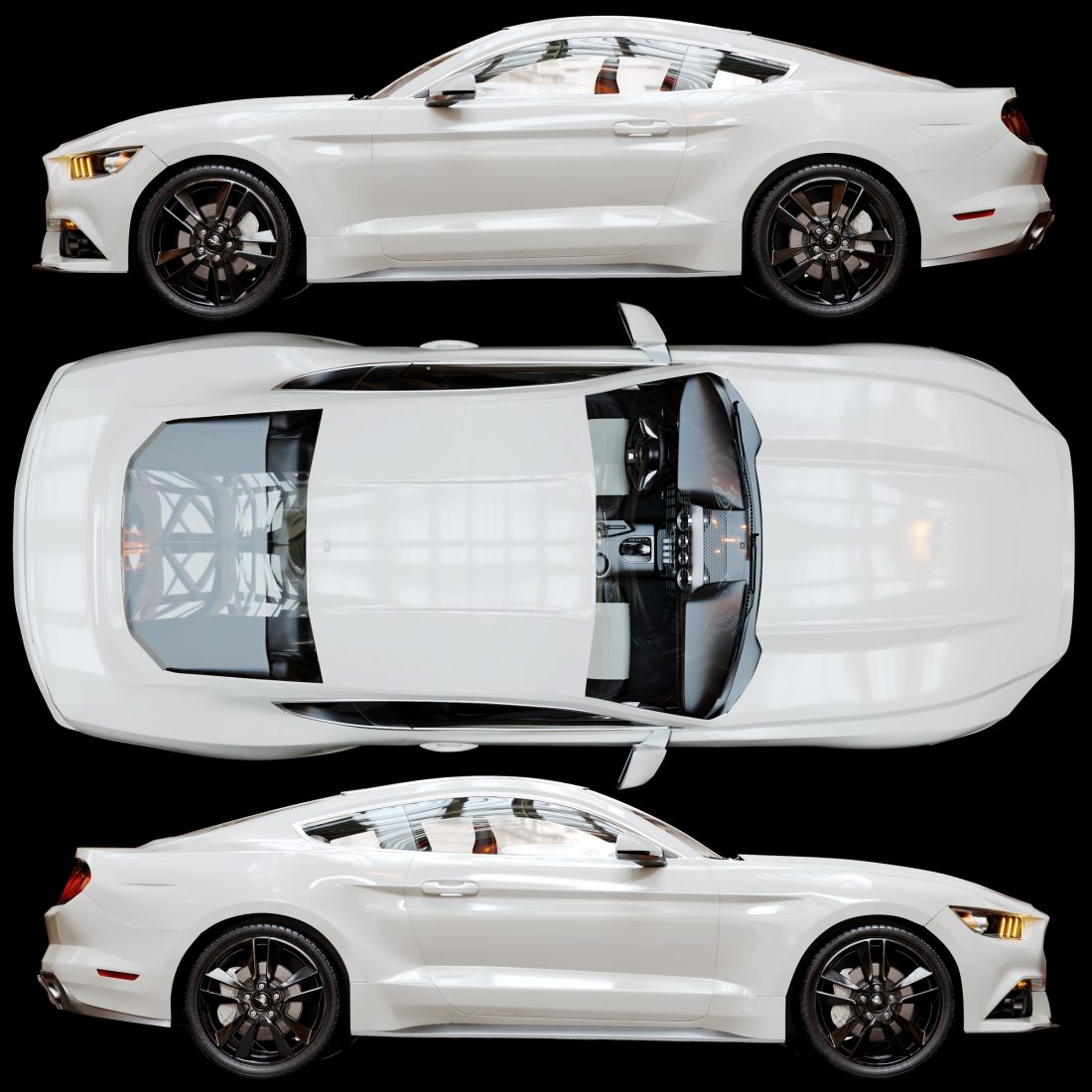 Ford Mustang Gt Hq Interior - 3D Model for VRay, Corona