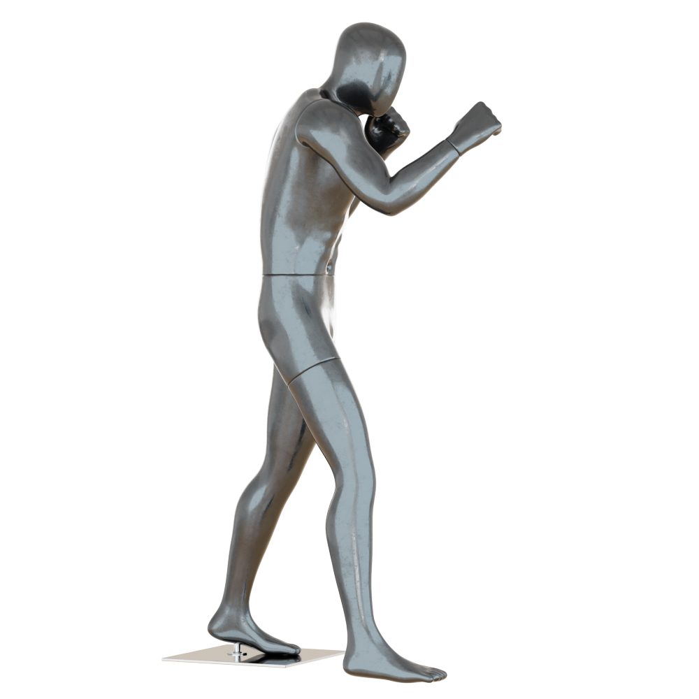 Male Black Mannequin In Boxing Pose - 3D Model for VRay