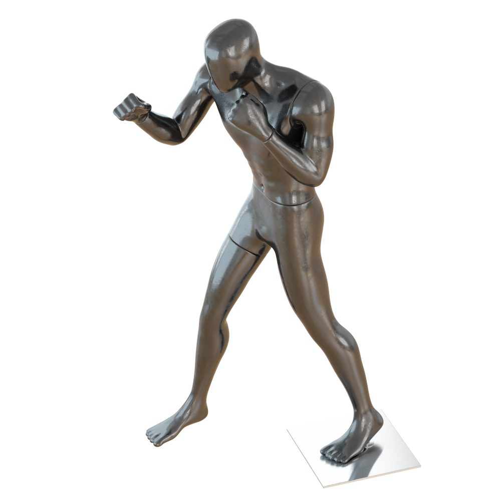 Male Black Mannequin In Boxing Pose - 3D Model for VRay