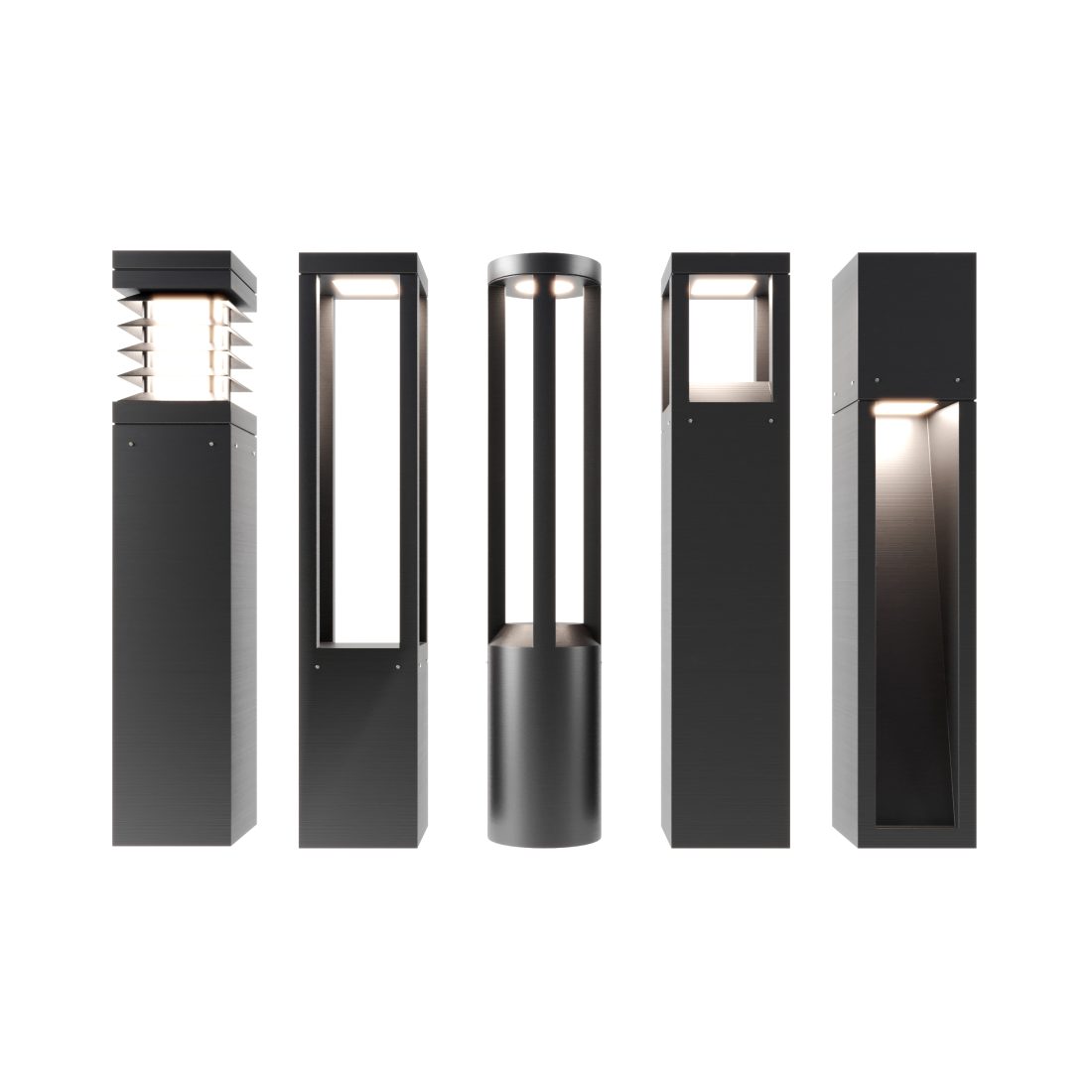 Pathway Lighting Set - Metal - 3D Model for VRay, Corona