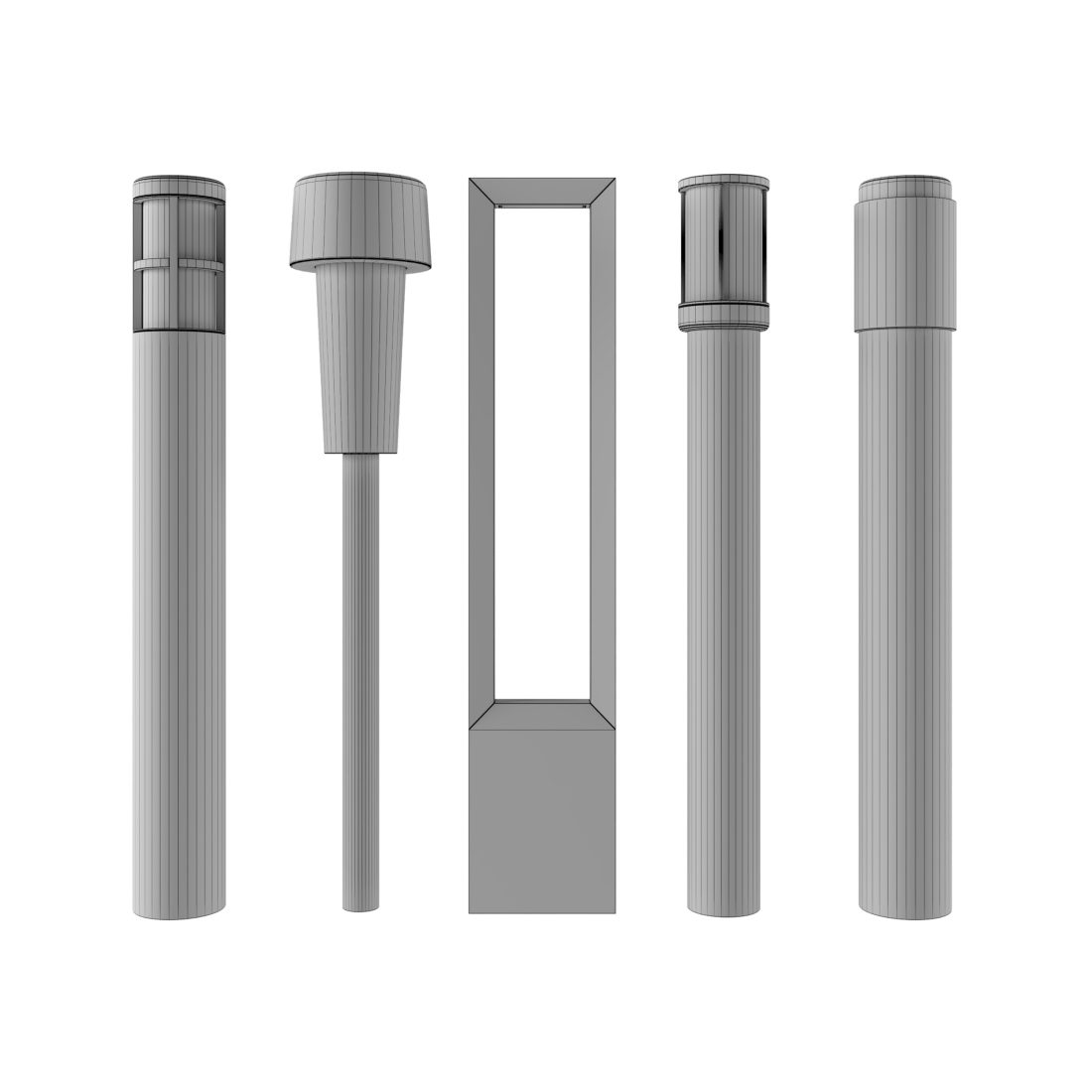 Pathway Lighting Set - Metal - Series 2 - 3D Model for VRay, Corona