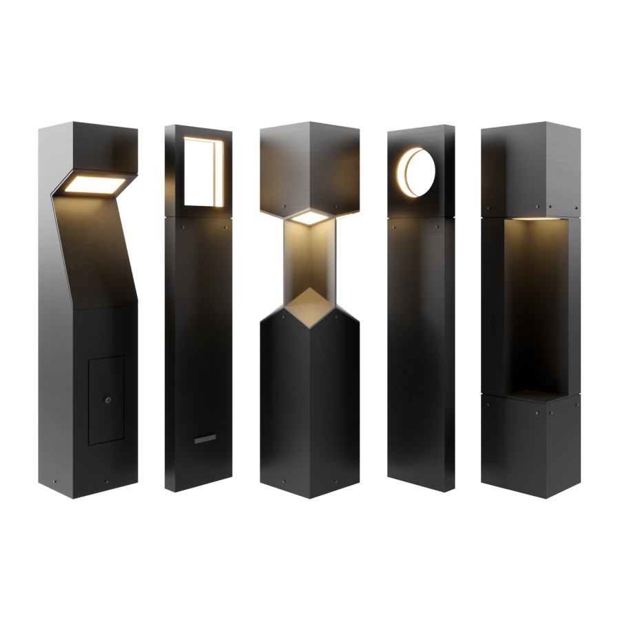 Pathway Lighting Set - Metal - Series 4 - 3D Model for VRay, Corona