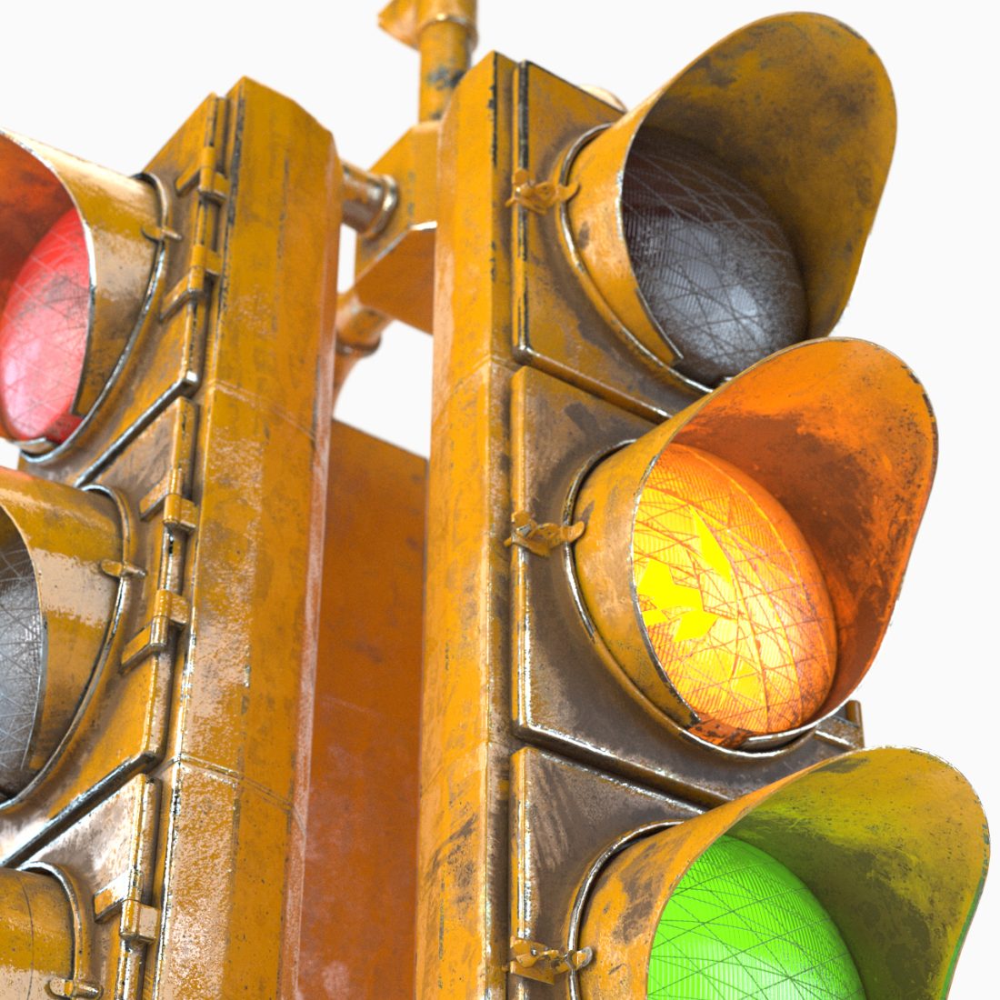 Trafficlight - Worn Version - 3D Model for VRay, Corona