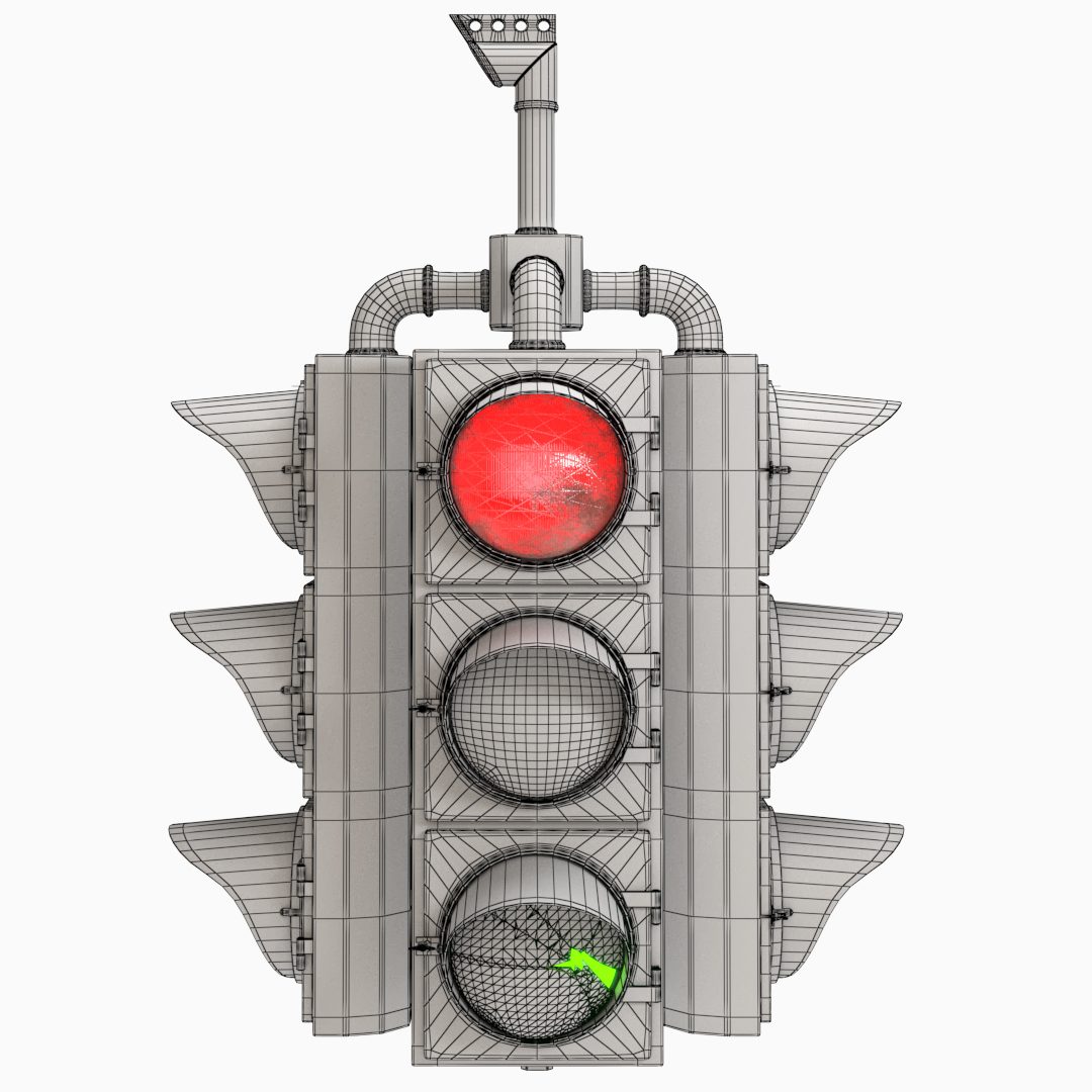 Trafficlight - Worn Version - 3D Model for VRay, Corona