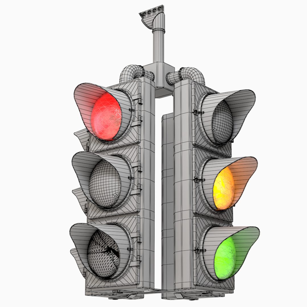 Trafficlight - Worn Version - 3D Model for VRay, Corona
