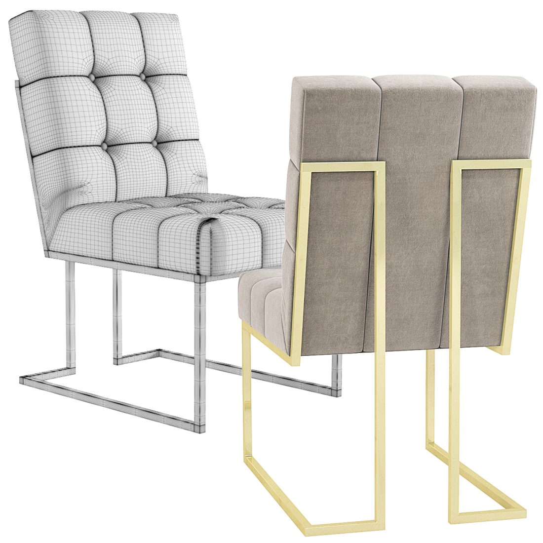Goldfinger Dining Chair Jonathan Adler - 3D Model for VRay, Corona
