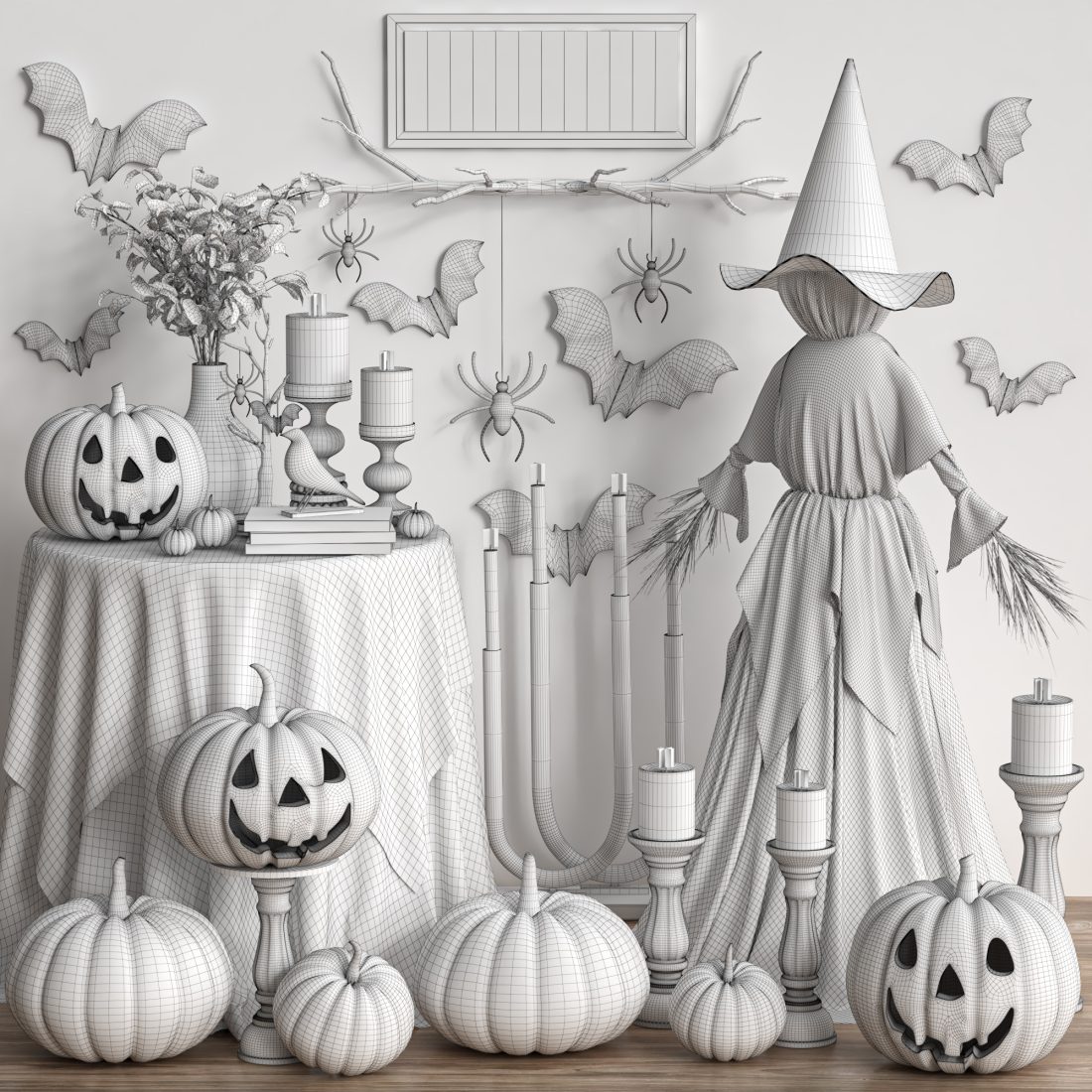 Decoration Set For Halloween 01 - 3D Model for VRay, Corona