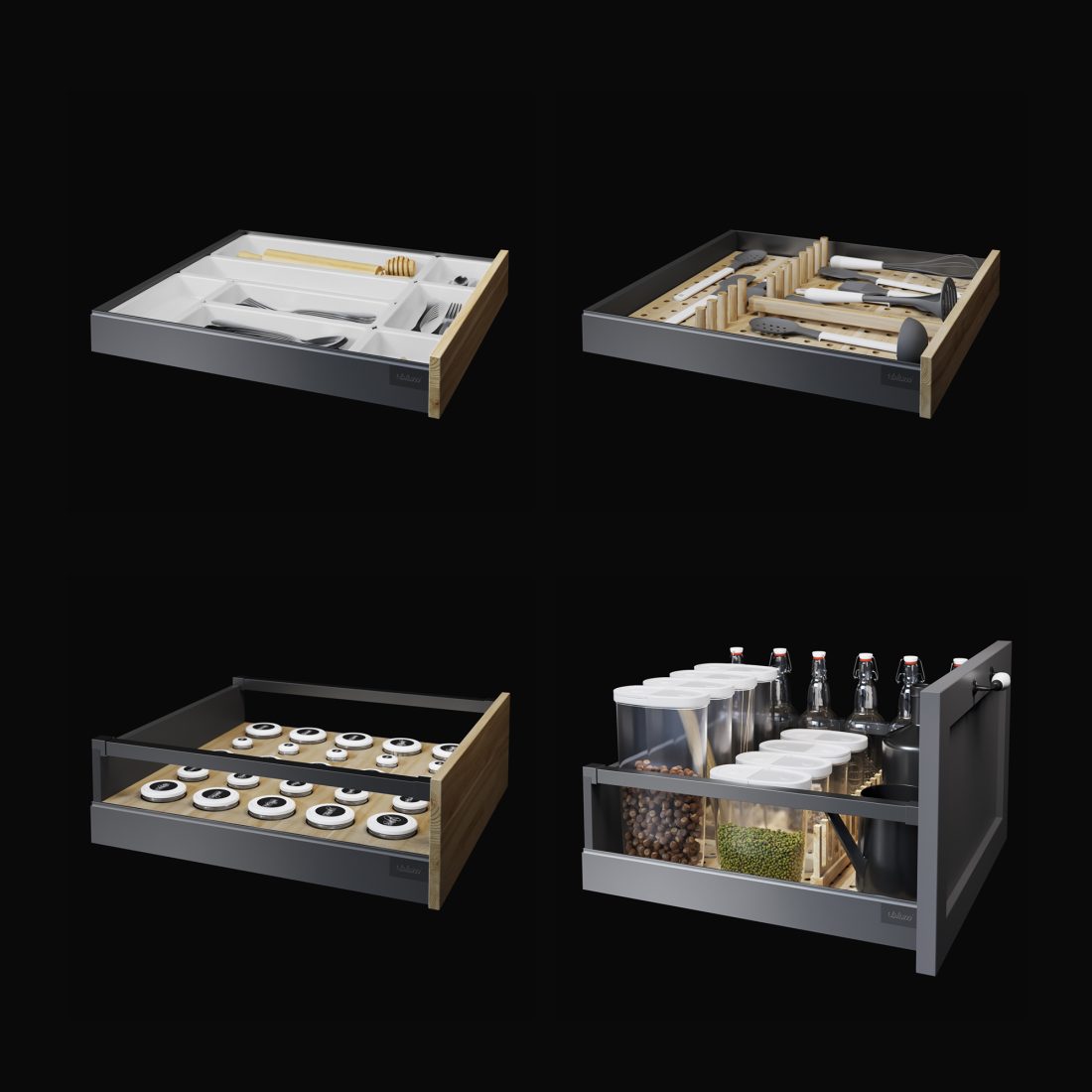 Kitchen Drawers Fillings Set1 3D Model for VRay, Corona | CGMood