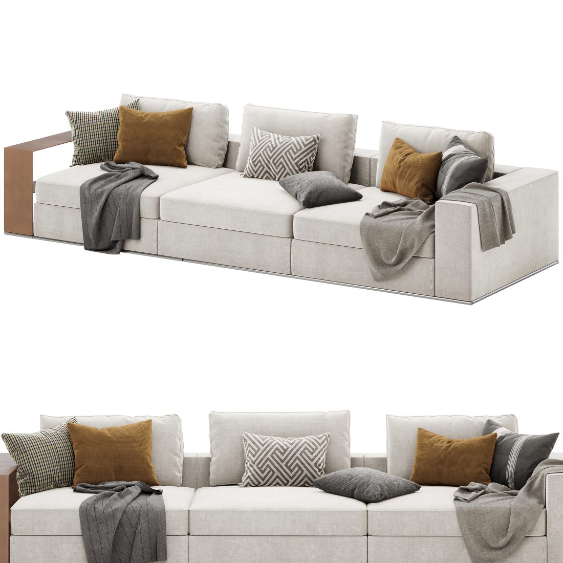 Ground-piece Sofa By Flexform - 3D Model for VRay, Corona