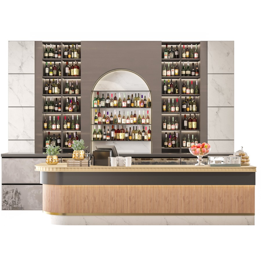 Restaurant Design With Bar Counter 2 - 3D Model for Corona