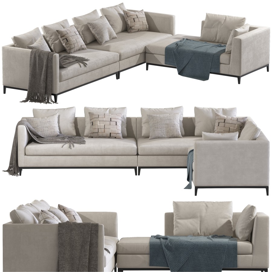 Sofa Crescent 3D Model for VRay, Corona | CGMood
