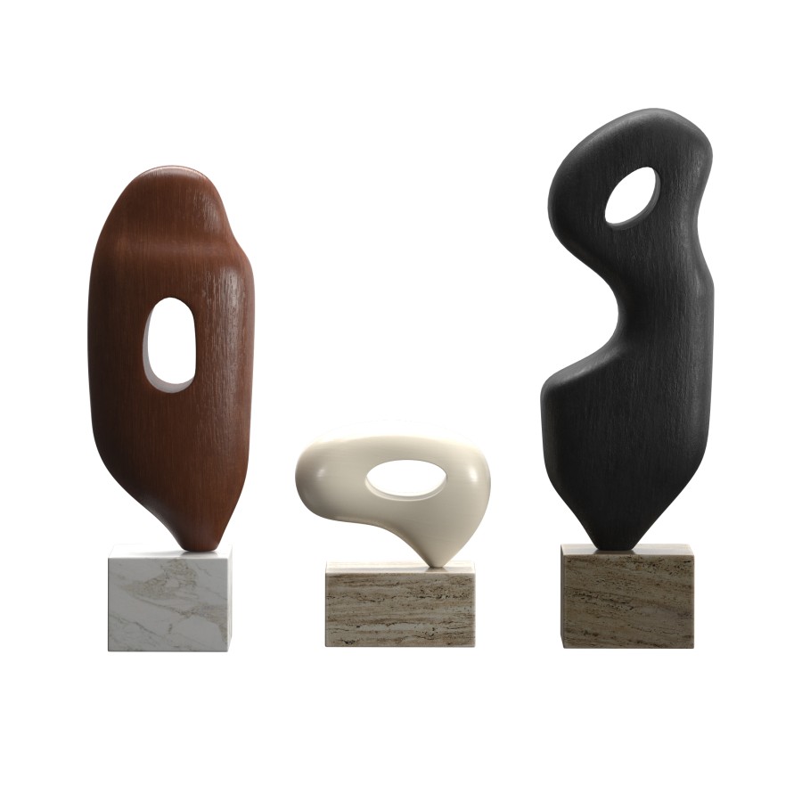 Wood Sculptural Objects (west Elm) - 3D Model for VRay, Corona