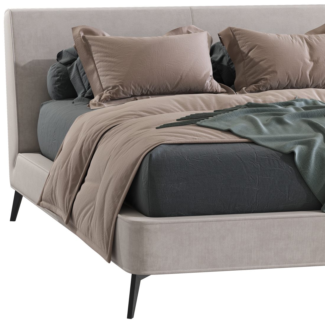 Monza Double Bed 126 - 3D Model for VRay, Corona
