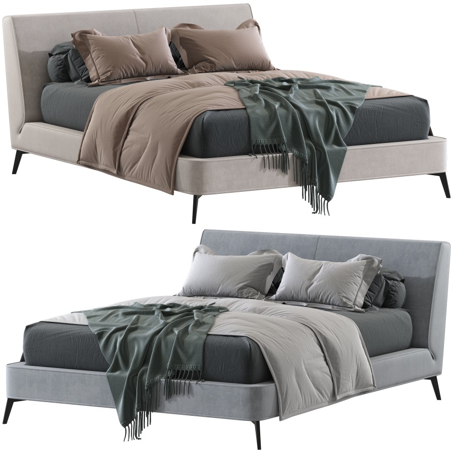 Monza Double Bed 126 - 3D Model for VRay, Corona