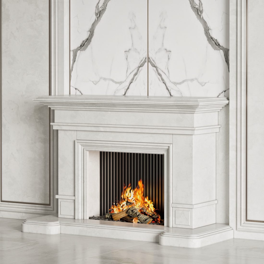 Fireplace 12 - 3D Model for VRay, Corona