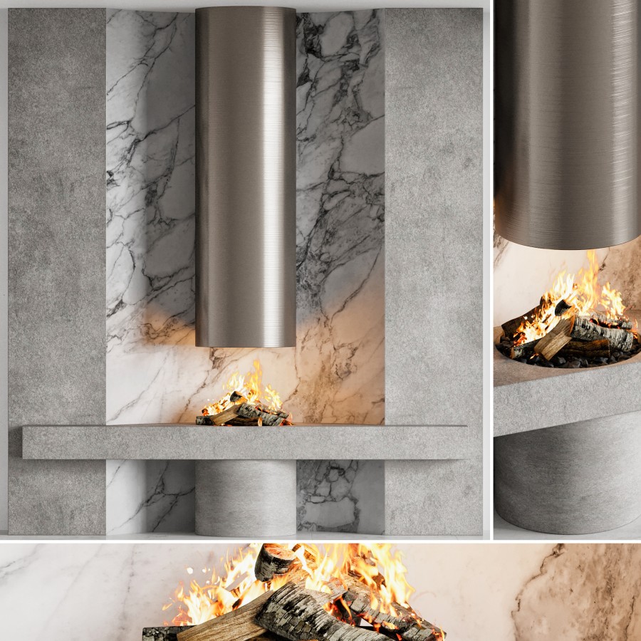 Fireplace 13 - 3D Model for VRay, Corona