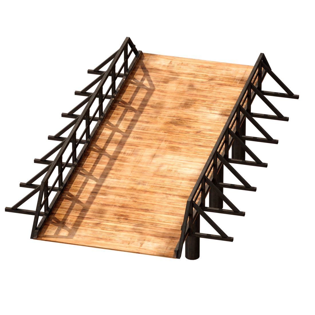 Wooden Bridge Over The River - 3D Model for FStorm, VRay, Corona