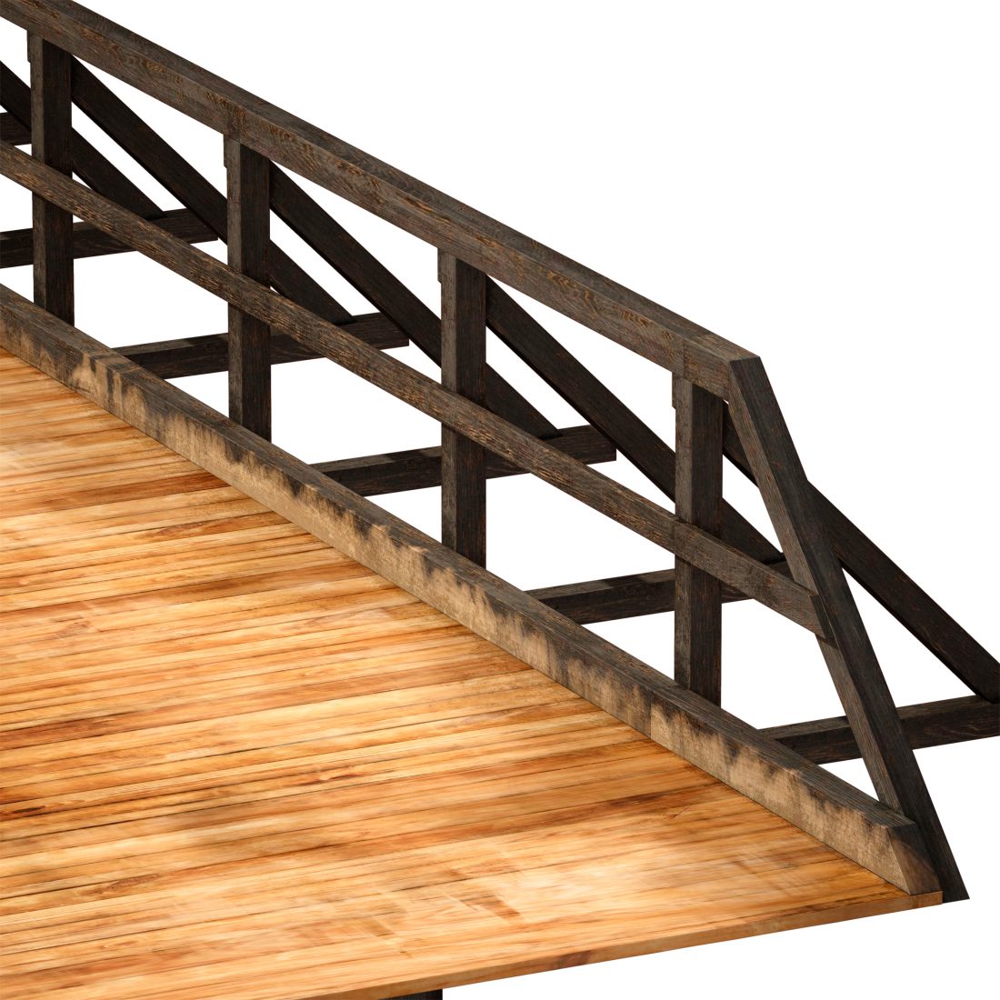 Wooden Bridge Over The River - 3D Model for FStorm, VRay, Corona