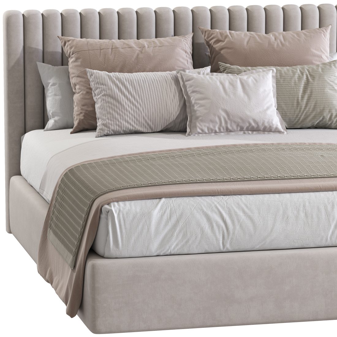 Double Bed Mora №176 - 3D Model for VRay, Corona