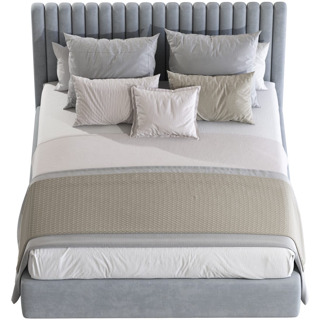 Double Bed Mora №176 - 3D Model for VRay, Corona