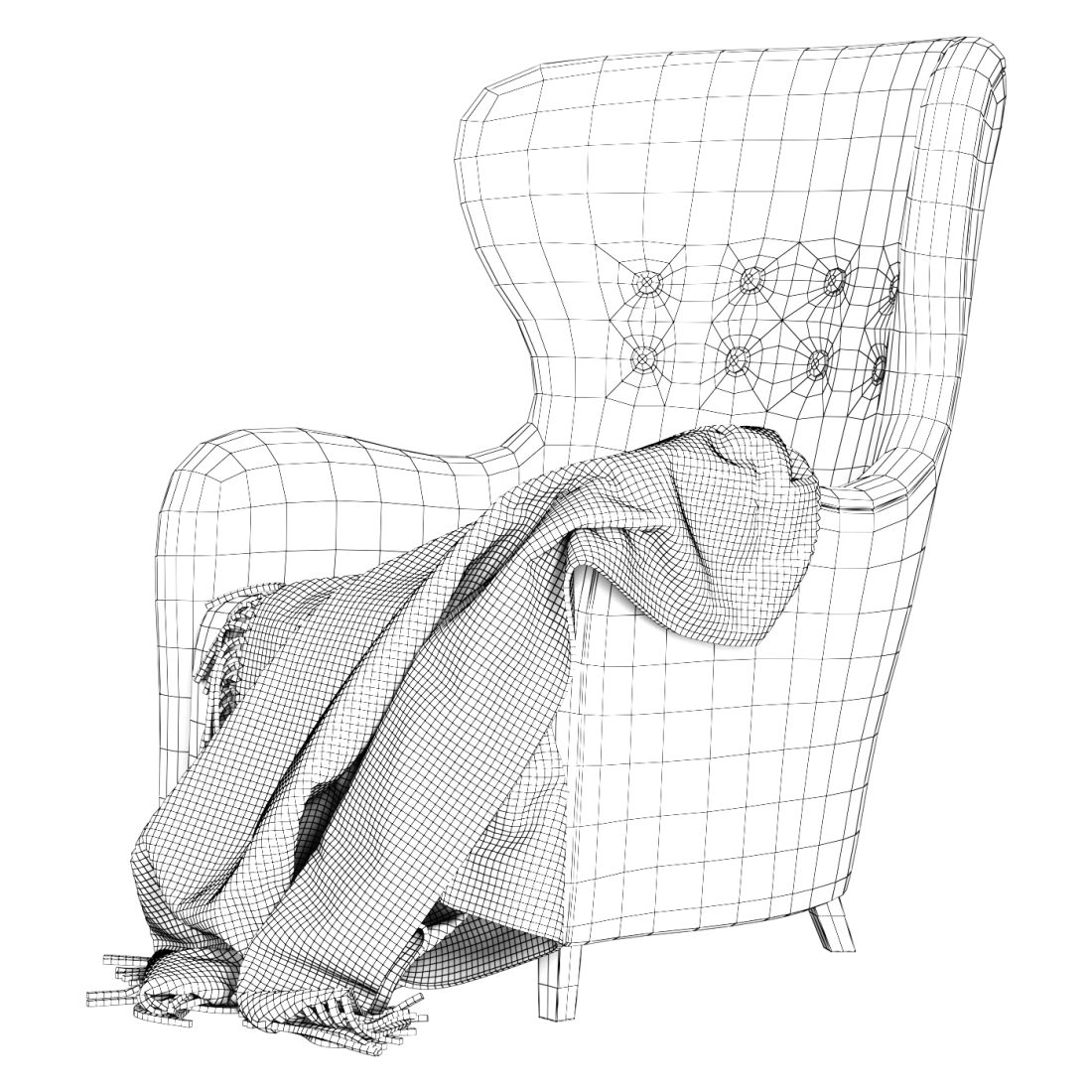 Armchair Danish Easy - 3D Model for VRay