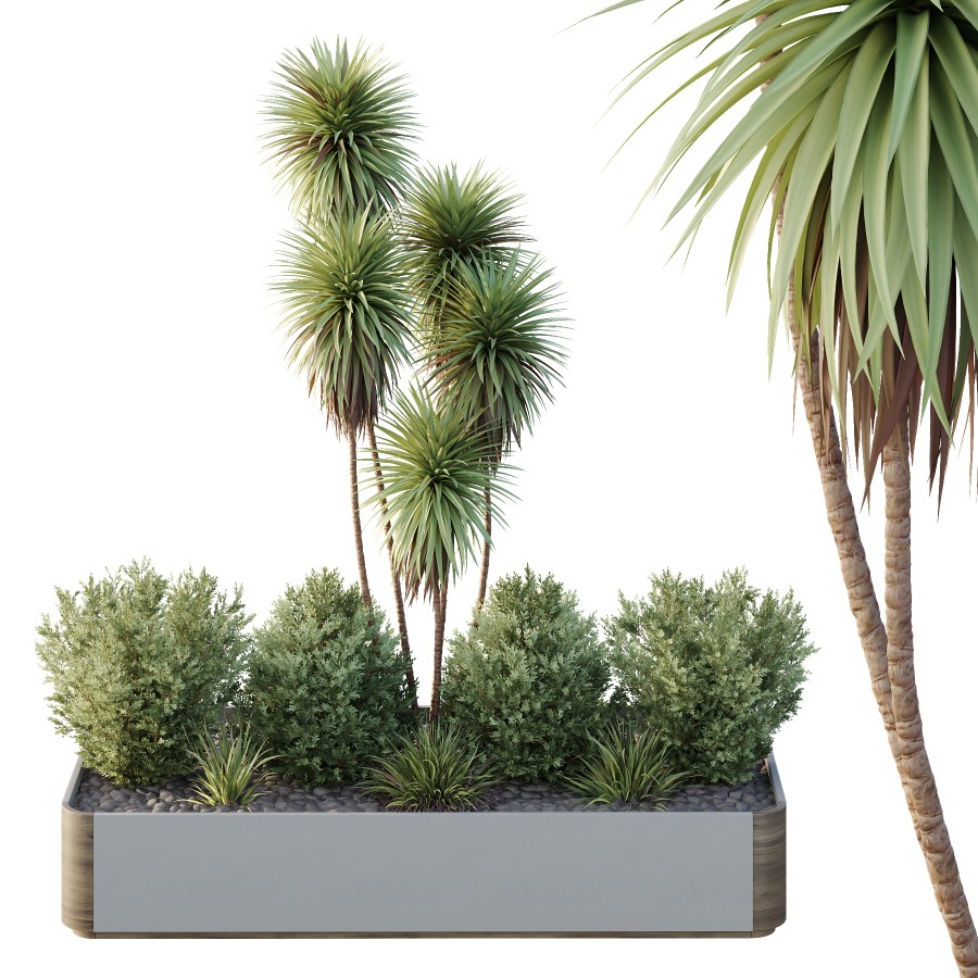 Tree And Bush Garden Box Outdoor Vol 24 - 3D Model for Corona, VRay