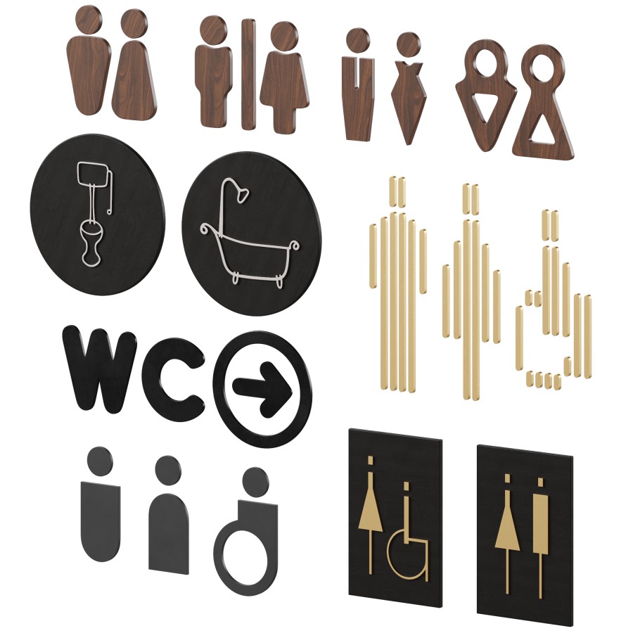 Restroom Directional Door Signs 5 - 3D Model for VRay, Corona