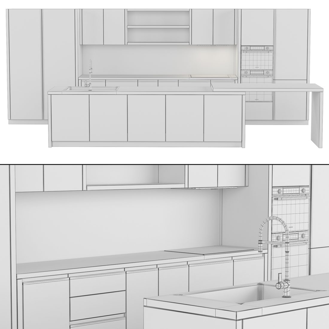 Kitchen 19 3D Model for VRay, Corona | CGMood