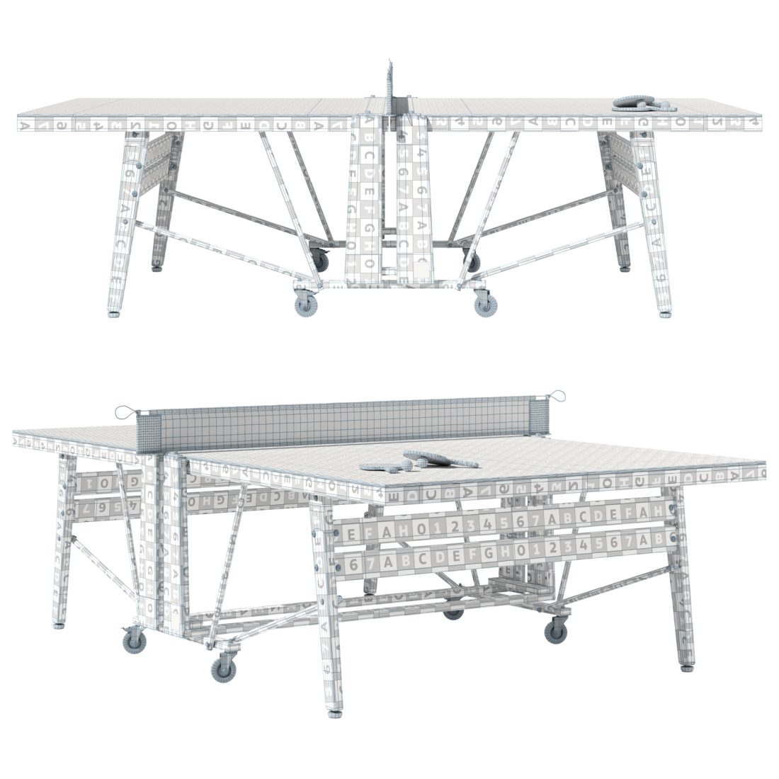 RS Barcelona Folding Outdoor Ping Pong Table - 3D Model for VRay, Corona