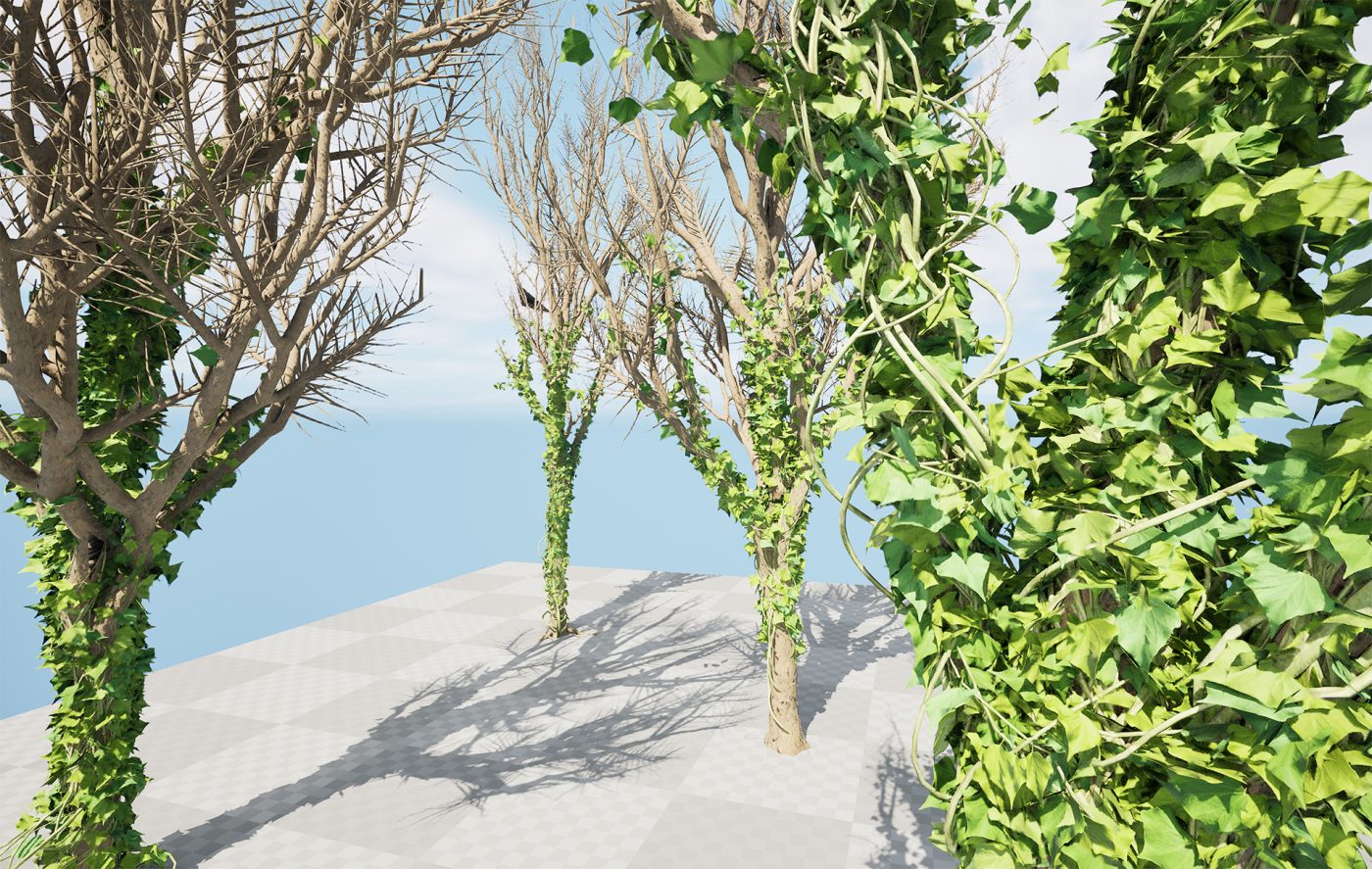 Ivy Climber On Winter Trees - 3D Model for VRay, Corona