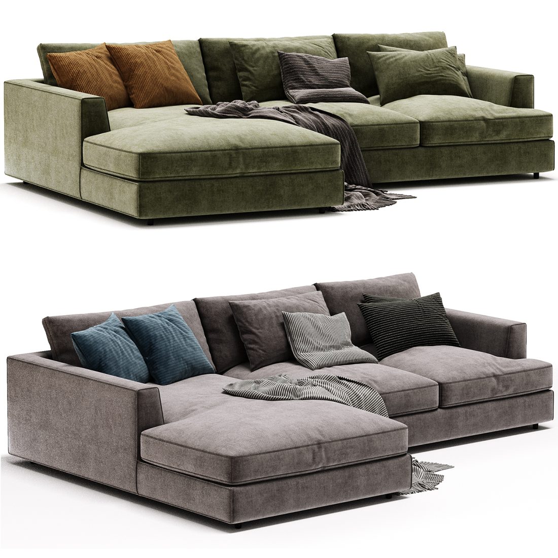 Andre Sectional Graceland Slate - 3D Model for Corona