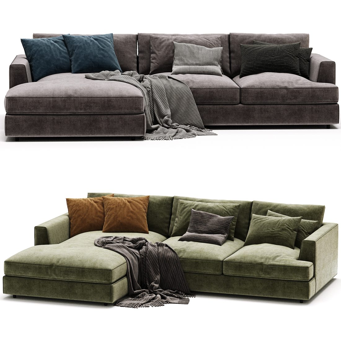 Andre Sectional Graceland Slate - 3D Model for Corona