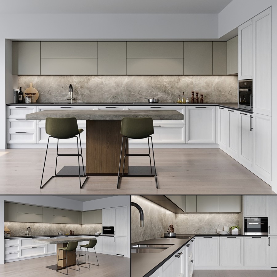 Modern Kitchen 14 - 3D Model for VRay, Corona