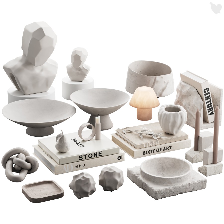 459 Decorative Set 045 Ultimate Beige Stone Kit - 3D Model for VRay, Corona