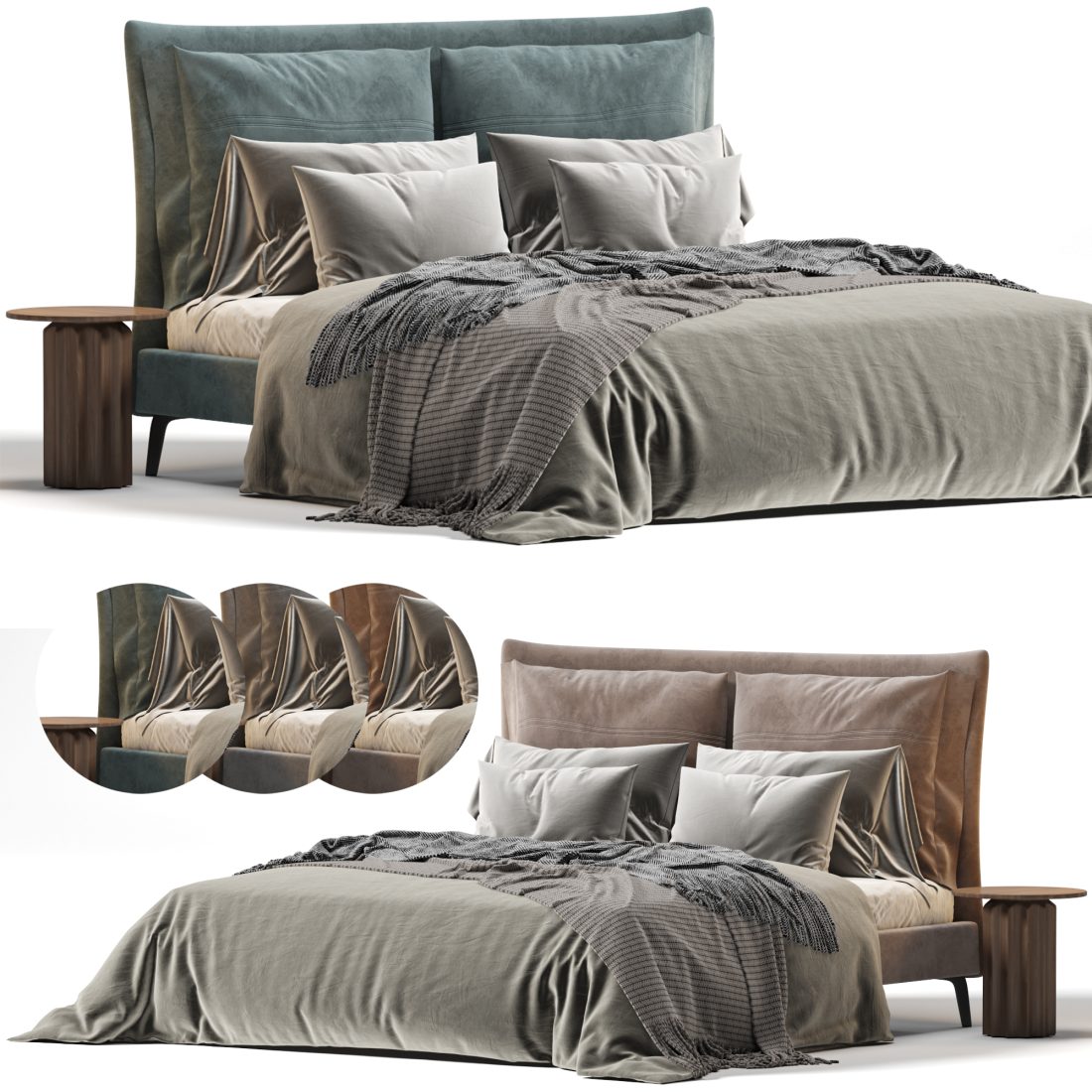 Soft Bed Bedroom Furniture Bed - 3D Model for VRay, Corona