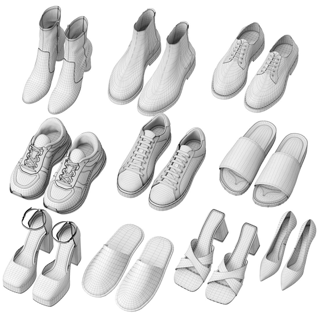 Shoes ZARA Set 01 3D Model for VRay, Corona | CGMood