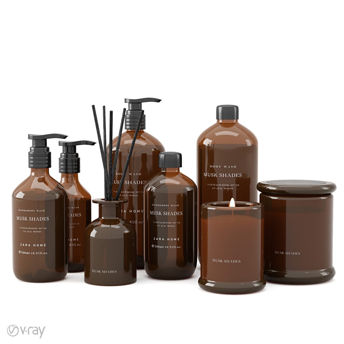Soap And Candles Set 01 Zara Home - 3D Model for VRay, Corona